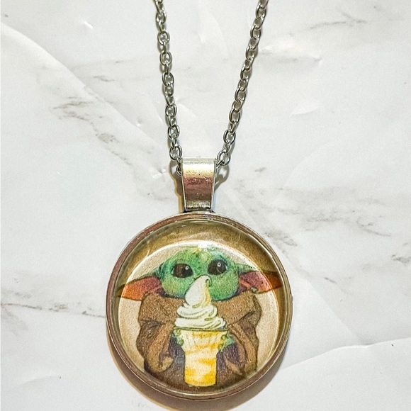 Jewelry | Baby Yoda Ice Cream Silver Pendant Necklace | Poshmark